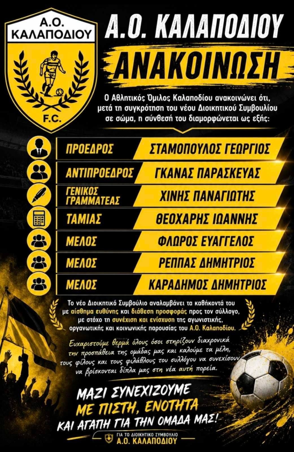 Σταθερά στο «τιμόνι» του Α.Ο. Καλαποδίου ο Γιώργος Σταμόπουλος ...